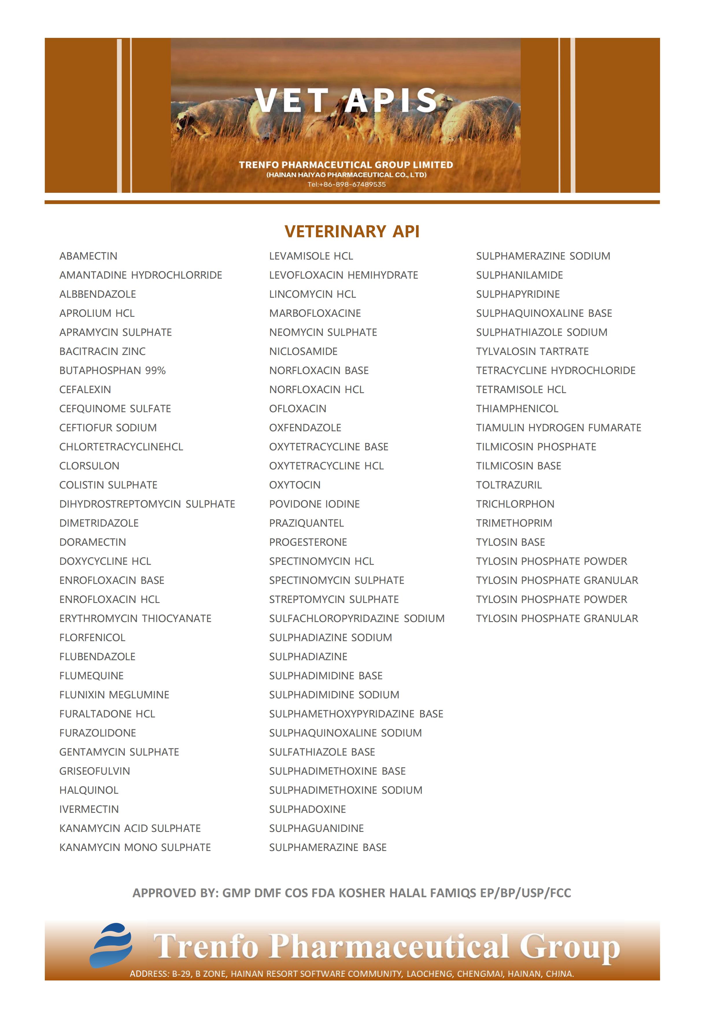 Veterinary API - Trenfo Pharmaceutical Co.,Ltd